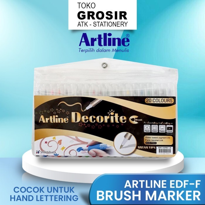 Jual Sarila Grosir Spidol Brush Lettering Artline Decorite Set 20 Warna ...