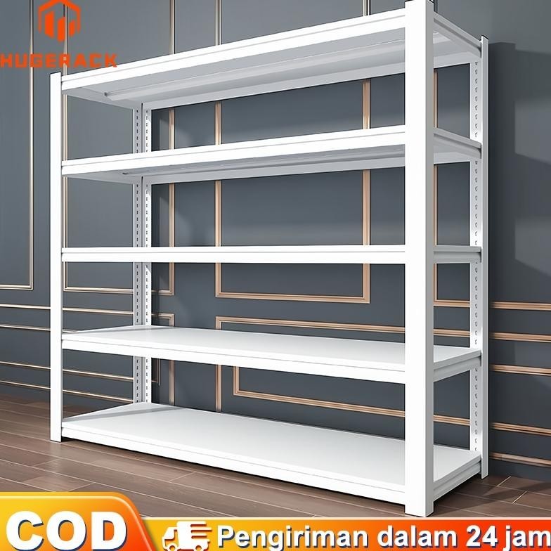 Jual Rak besi Rak Putih Rak besi siku 5 susun 120x40x180cm Rak gudang ...