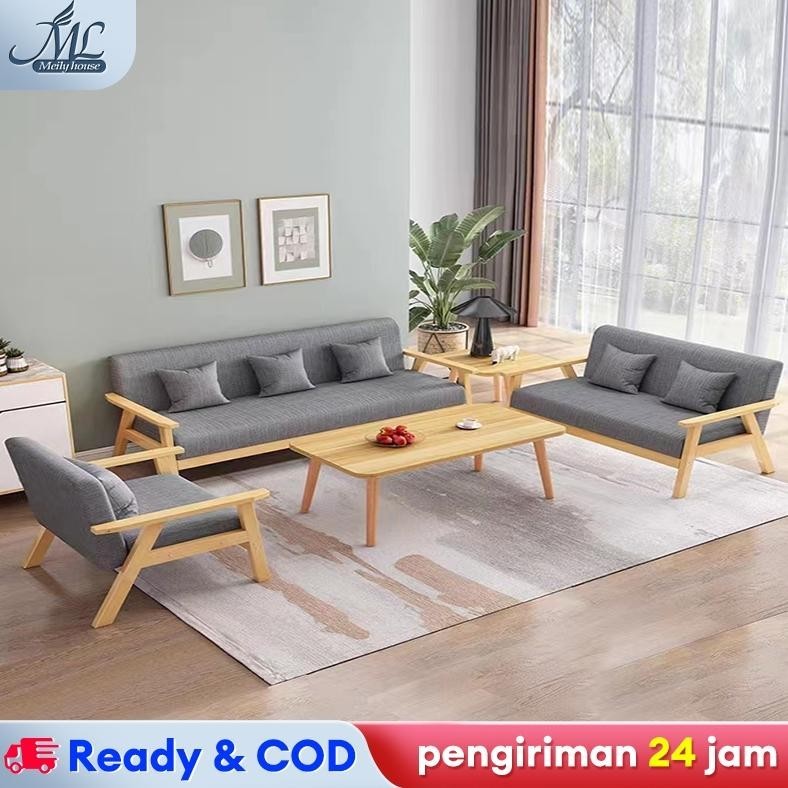 Jual Sofabad 3/2/1 Seater Kayu Solid Minimalis Modern Ruang Tamu Sofa ...