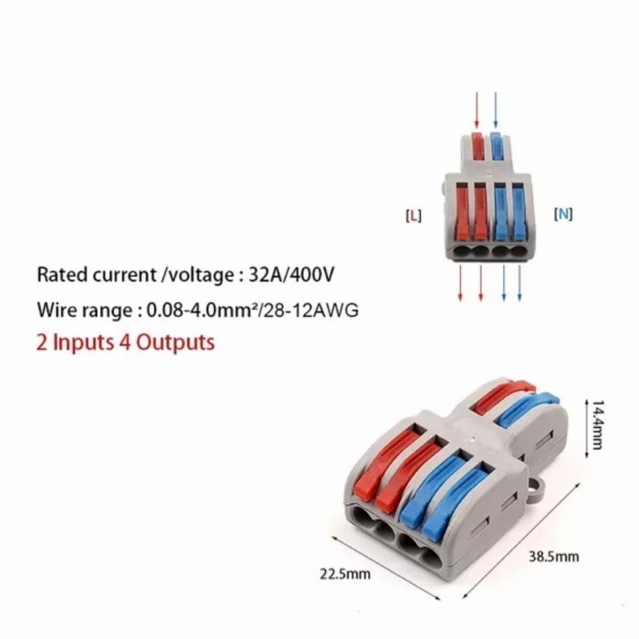 Jual Wire Connector Terminal Kabel Block Blok (S-42) Sambungan Cepat 22 ...