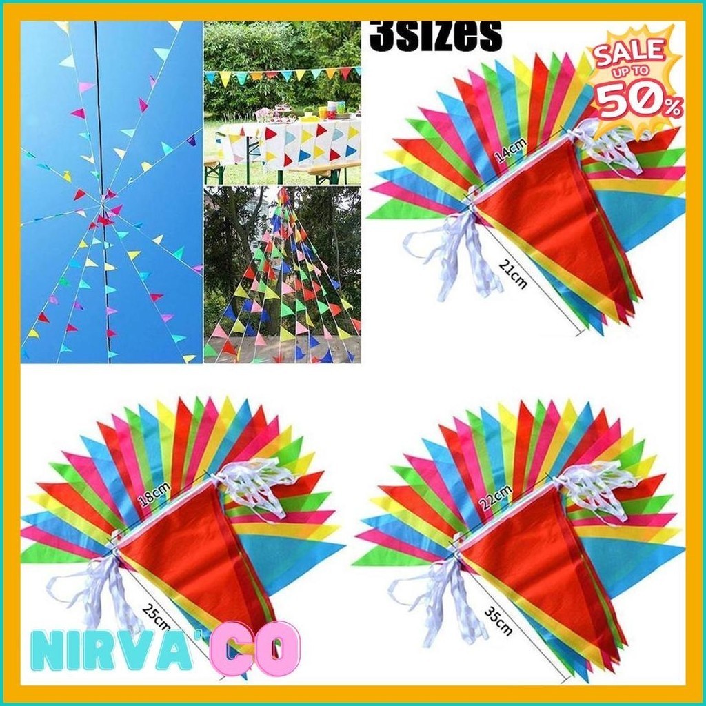 Jual 150Pcs Bendera Segitiga 80 Meter / Bendera Kain Segitiga Warna Warni (Order Sebelum ...