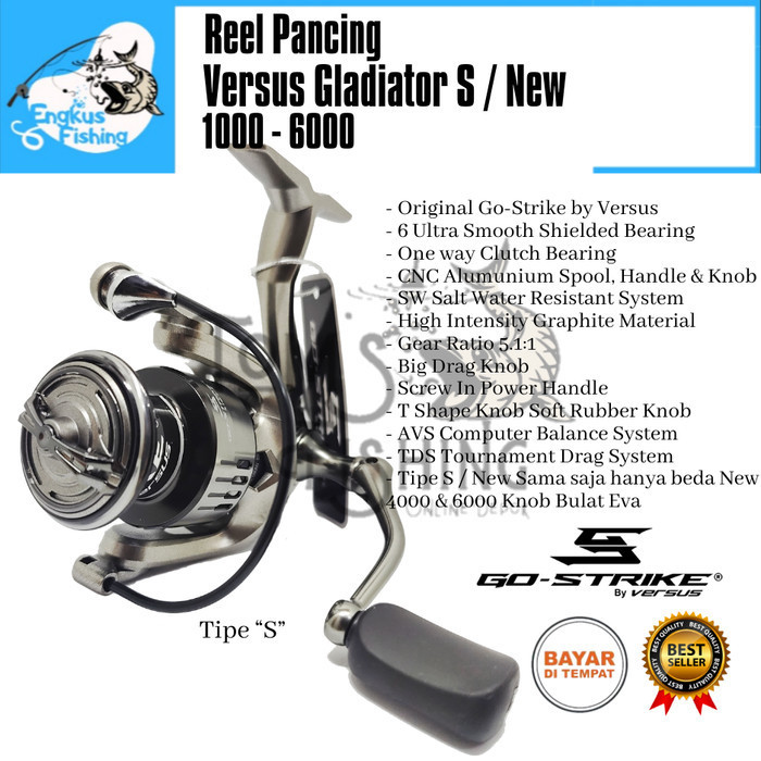 Jual Reel Pancing Go-Strike Versus Gladiator S 1000 - 6000 (6 Seal ...