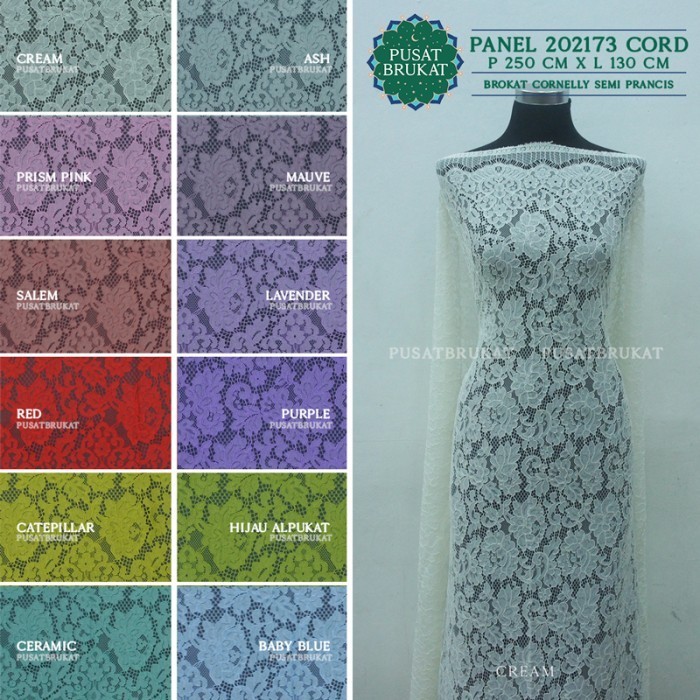 Jual Kain Brukat Semi-Prancis / Brokat Panel 202173 Cord [Harga Per ...