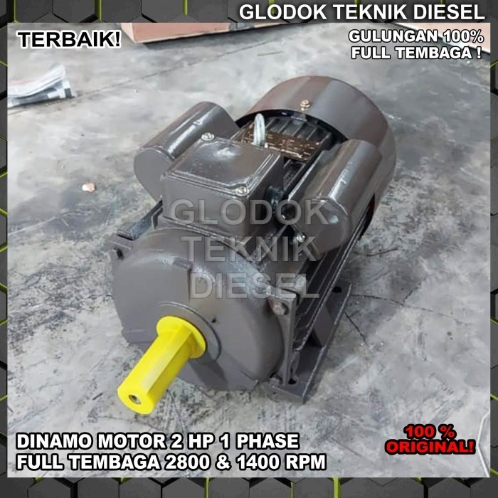 Jual Ready Dinamo Motor 2 HP 2800 & 1400 Rpm 2 & 4 Pole 1 Phase FULL TEMBAGA 2HP | Shopee Indonesia