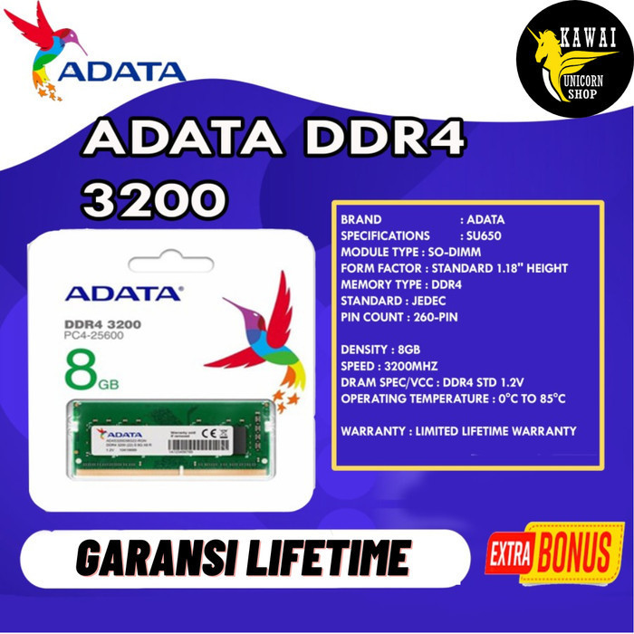 Jual ADATA Premier DDR4 3200 RAM Laptop SO-DIMM PC4-25600 8GB, 16GB ...