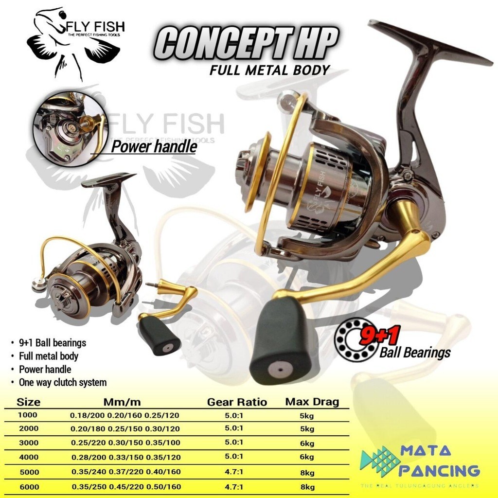 Jual REEL SPINNING FULL METAL BODY MERK FLY FISH CONCEPT HP SERIES ...