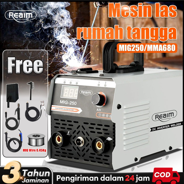 Jual Reaim Mesin Las MIG-250 Inverter Tanpa Gas Efisiensi Tinggi, Set ...