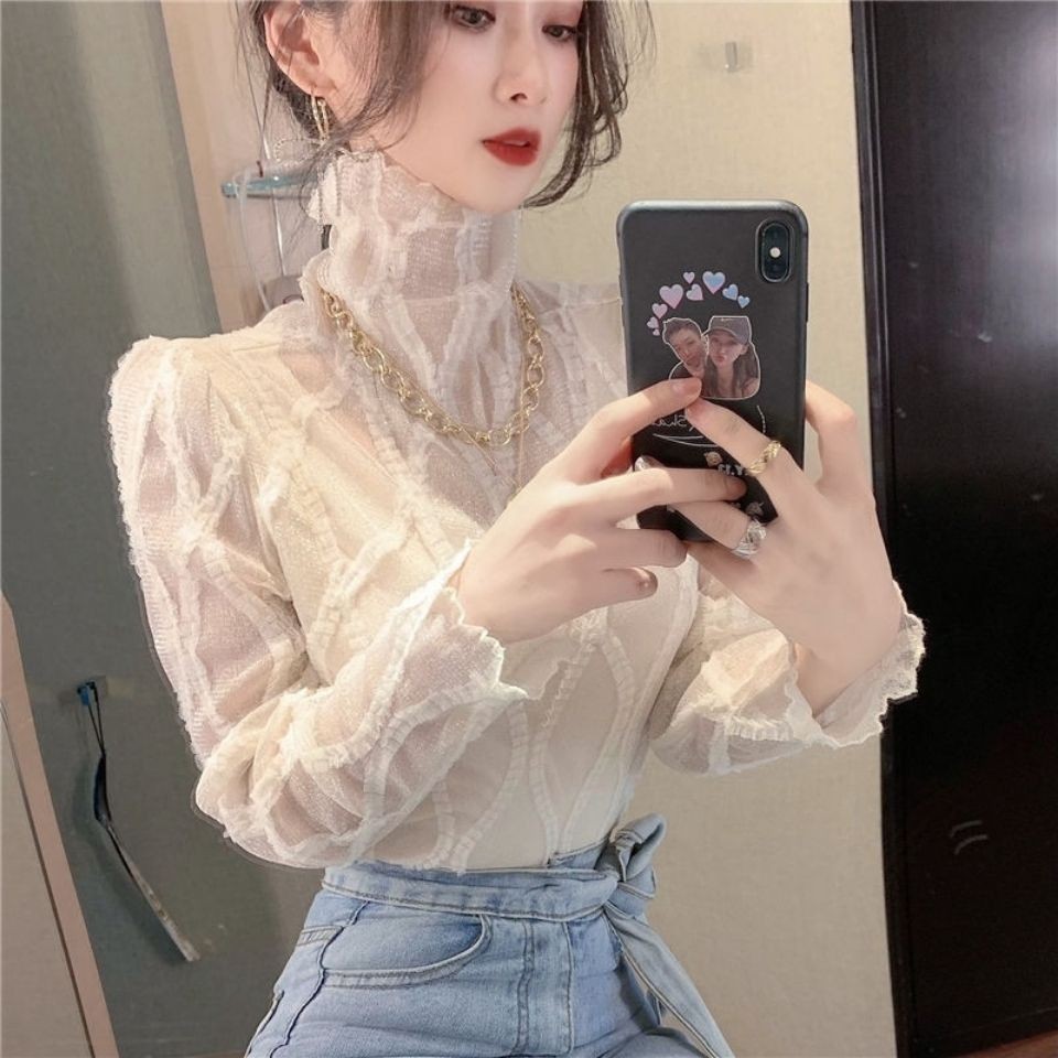 Jual Turtleneck Kemeja Dalaman Renda, Baju Kecil Jala Berongga Desain ...