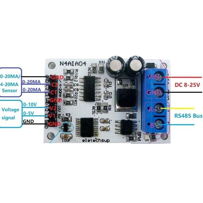 Jual 4-20MA 0-5V 0-10V SIGNAL ACQUISITION RS485 MODBUS RTU MODULE FOR ...