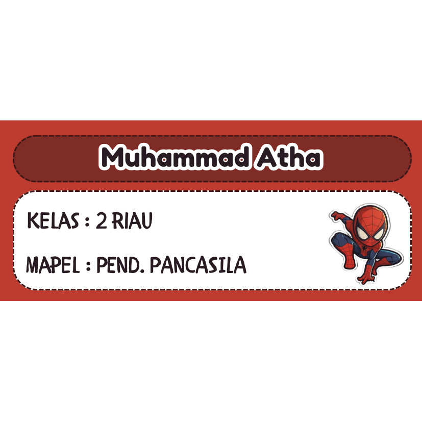 Jual Sticker Label Mata Pelajaran BESAR Sekolah Custom Nama Stiker ...