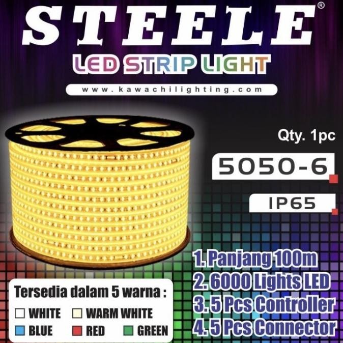 Jual LED Strip Light Steele 5050-6 IP65 / Lampu Selang Mata Besar 100 ...