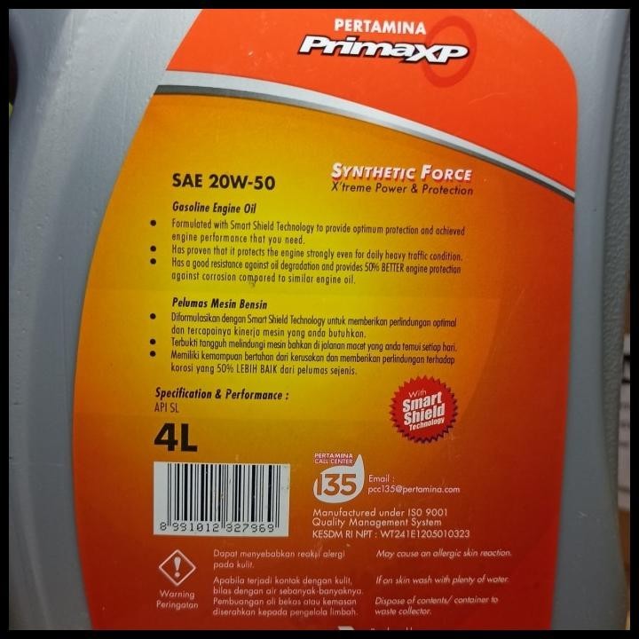 Jual BEST DEAL OLI PERTAMINA PRIMA XP 20W-50 GALON (4 LITER) ORIGINAL ...
