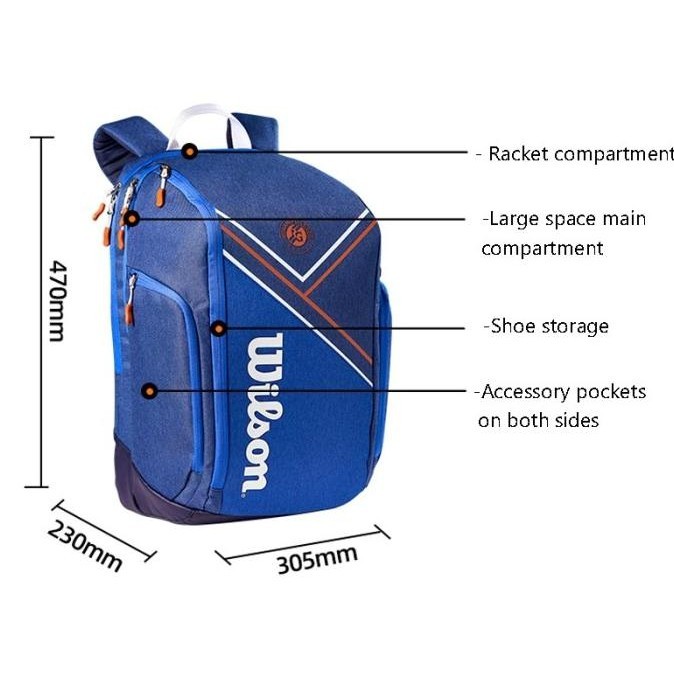 Jual Wilson Roland Garros Tour French Open Tennis Backpack Bag - Tas ...