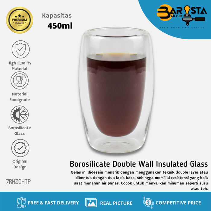 Jual Gelas Unik Es Kopi Double Wall Anti Panas Insulated Cup 450ml | Shopee Indonesia