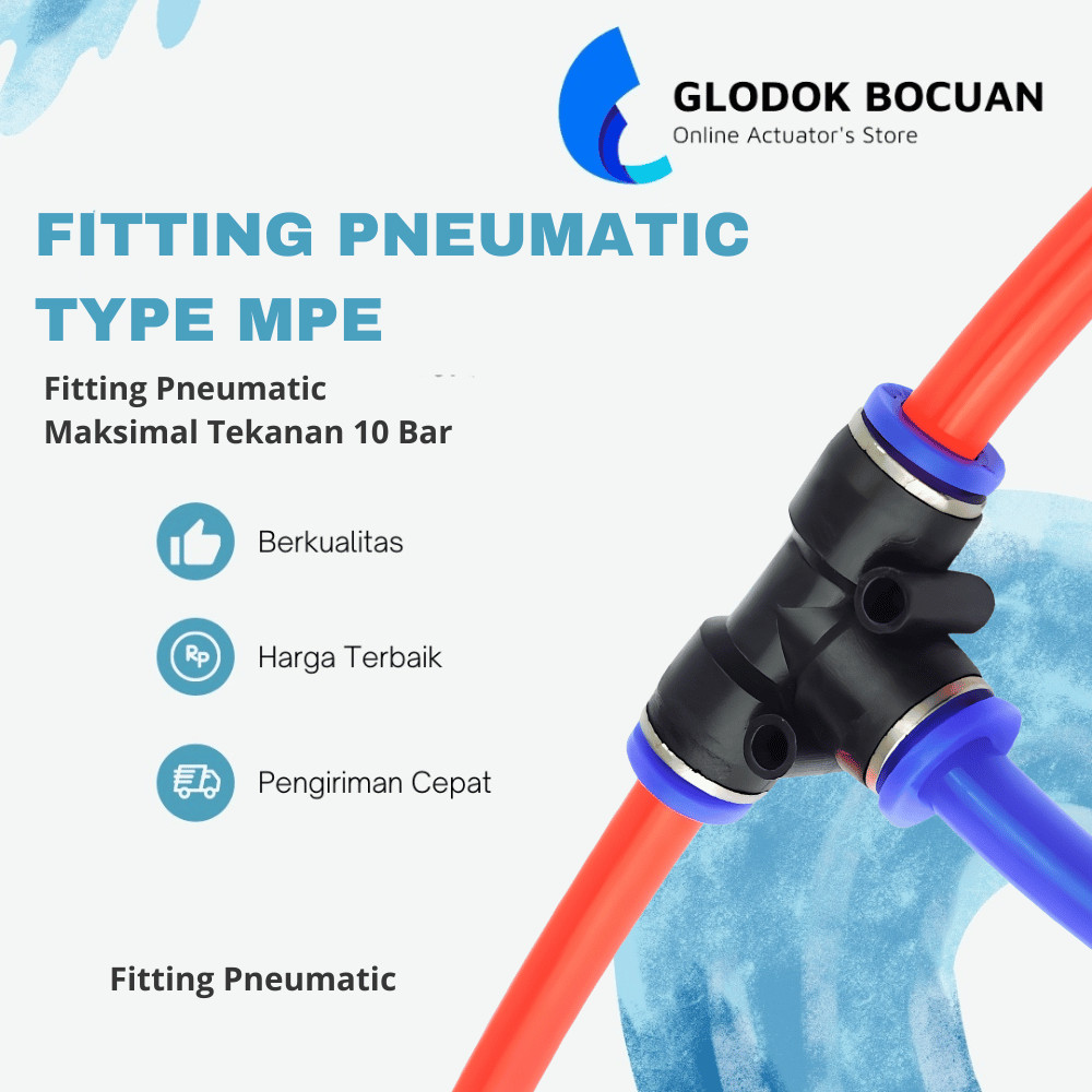 Jual MPE 8 Fitting Tee Pneumatic Slip Lock Selang 8mm x 8mm x 8mm ...