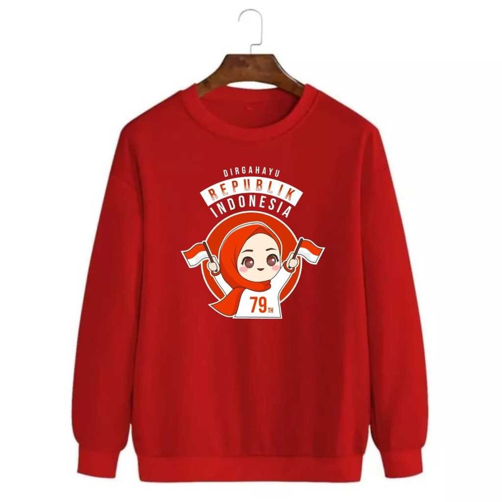 Jual Atasan Lengan Panjang Unisex Kemerdekaan Hut RI 79 TH 2024 Gambar Print DTF Bisa Buat ...
