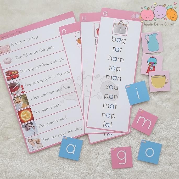 Jual BASIC PHONICS CVC SETARA MONTESSORI PINK SERIES | Shopee Indonesia