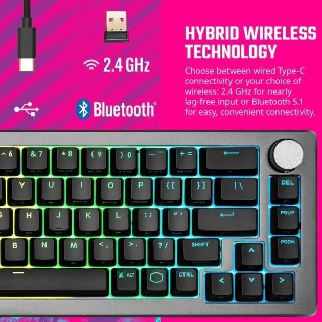 Jual Keyboard Cooler Master Mechanical Ck721 Wireless - Bluetooth 65% ...