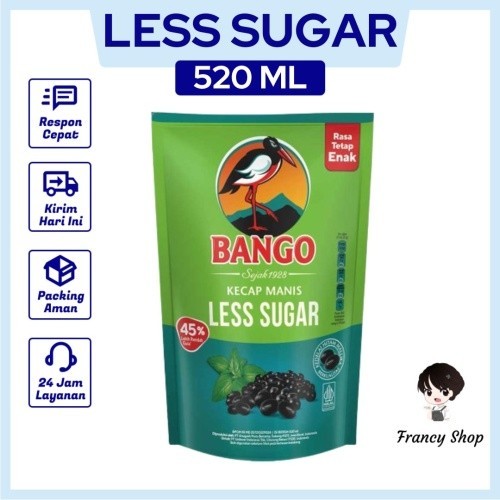 Jual Kecap Manis Bango Less Sugar Rendah Gula 520 ml | Shopee Indonesia