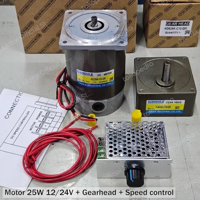 Jual Houle Motor 25W 12/24V DC 4DC Variable Speed Control Motor Gearbox ...