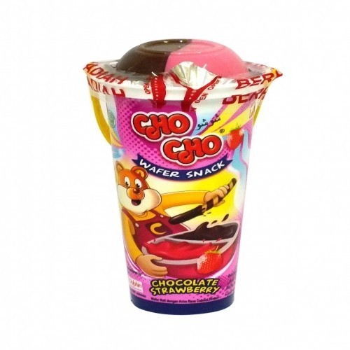 Jual S39907 CHO CHO CHOCOLATE STRAWBERRY SNACK WAFER 40GR CUP MAJU ...