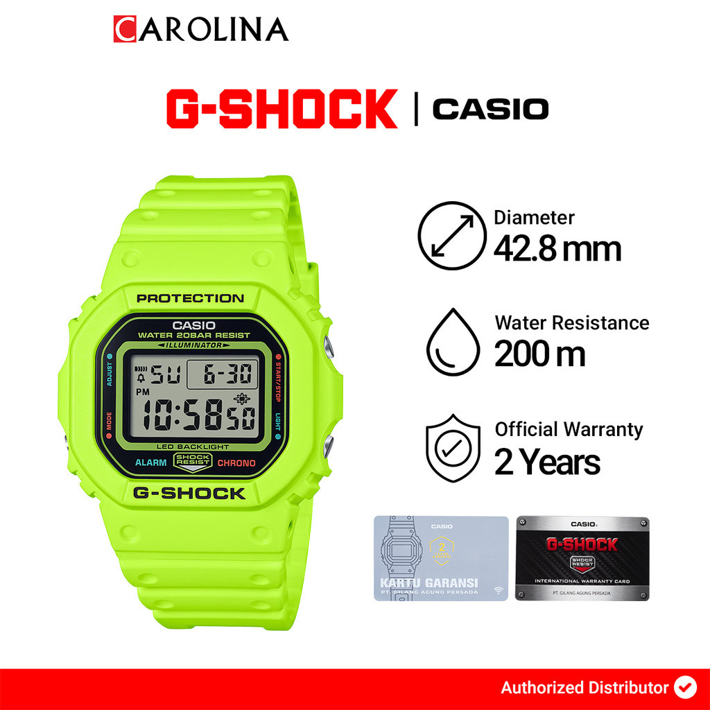 Jual Jam Tangan Casio Pria G SHOCK DW-5600EP-9D Series 5600 Digital Dial Yellow Resin Band ...
