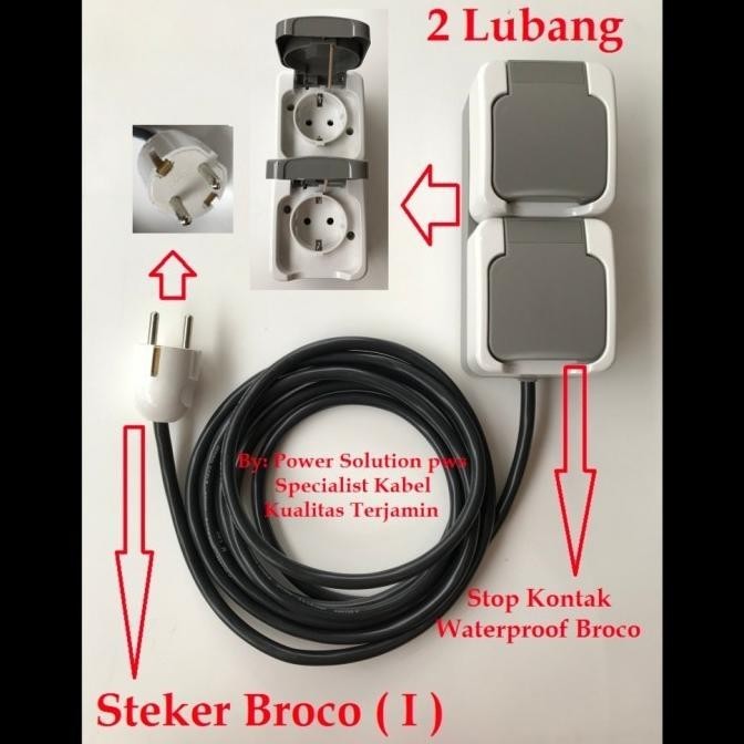 Jual Kabel listrik extension 2 Soket stopkontak broco waterproof 2x1 ...