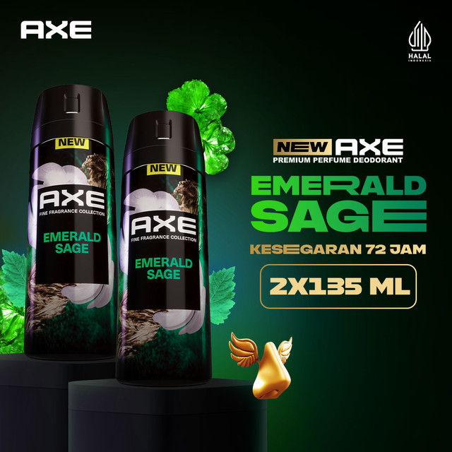 Jual AXE PREMIUM PERFUME DEODORANT EMERALD SAGE 135ML x2 | Shopee Indonesia