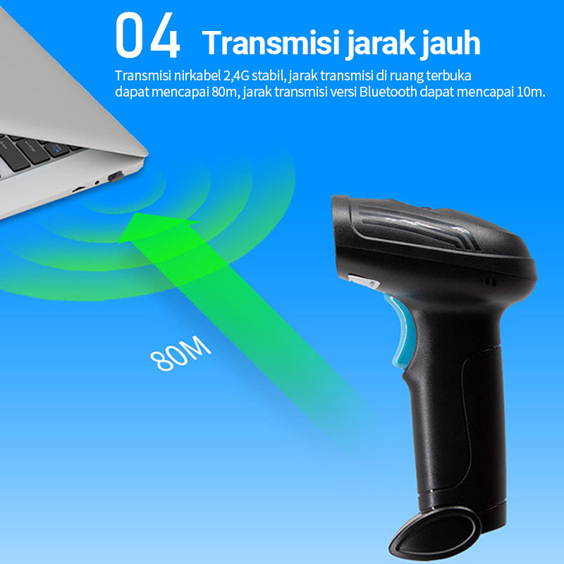 Jual DL 2D Barcode Scanner Laser 2.4G USB Wireless + Bluetooth ...