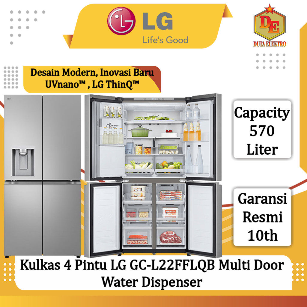 Jual Kulkas 4 Pintu LG GCL 22 FFLQB Multi Door Water Dispenser | Shopee Indonesia