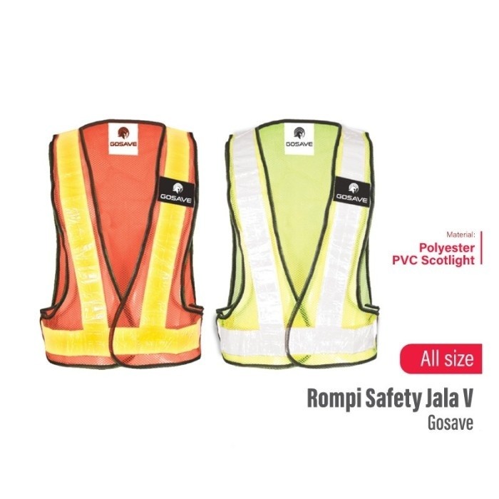Jual Gosave Baju Rompi Jaring Model V Hijau Orange / Safety Vest ...