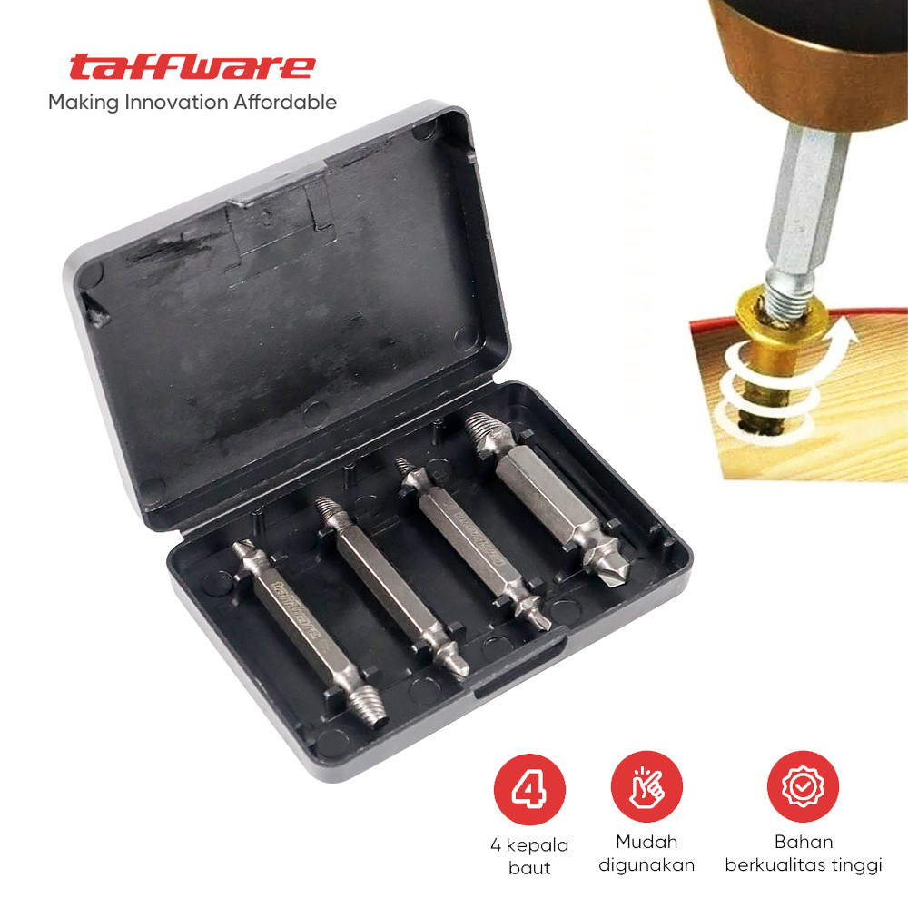 Jual Mata Bor Screw Extractor Broken Striped Screw Remover 4 PCS - S2 ...