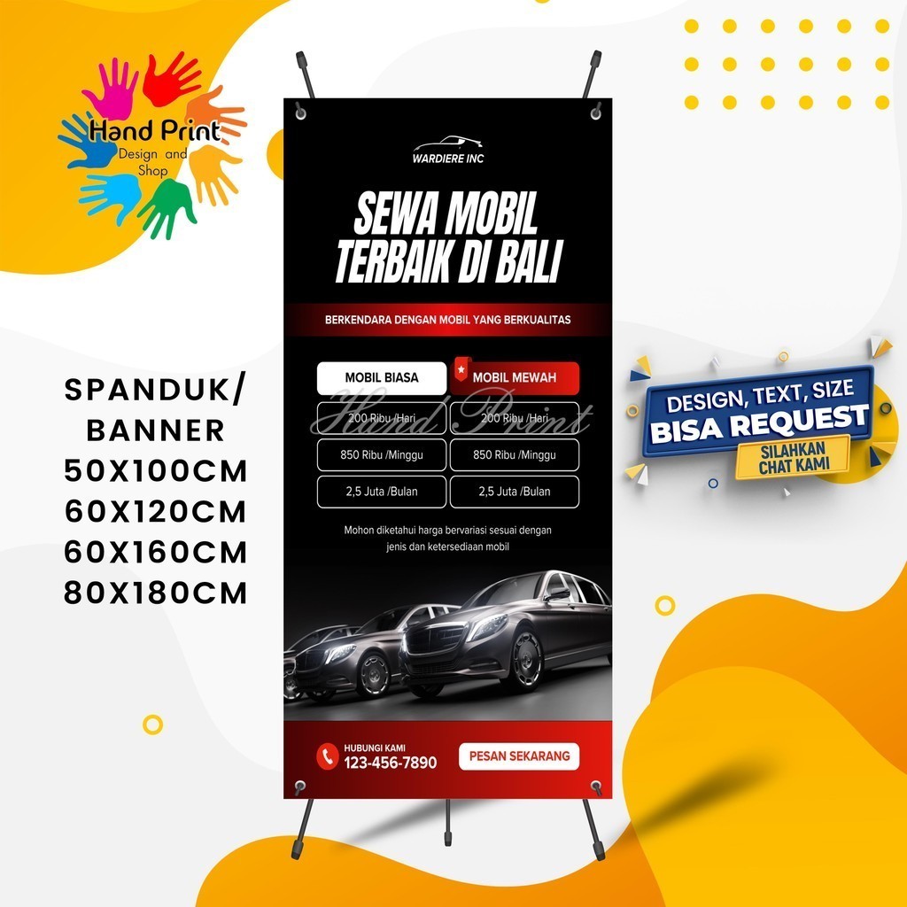 Jual Cetak Spanduk Banner Rental Mobil Sewa Mobil MMT Spanduk Custom ...