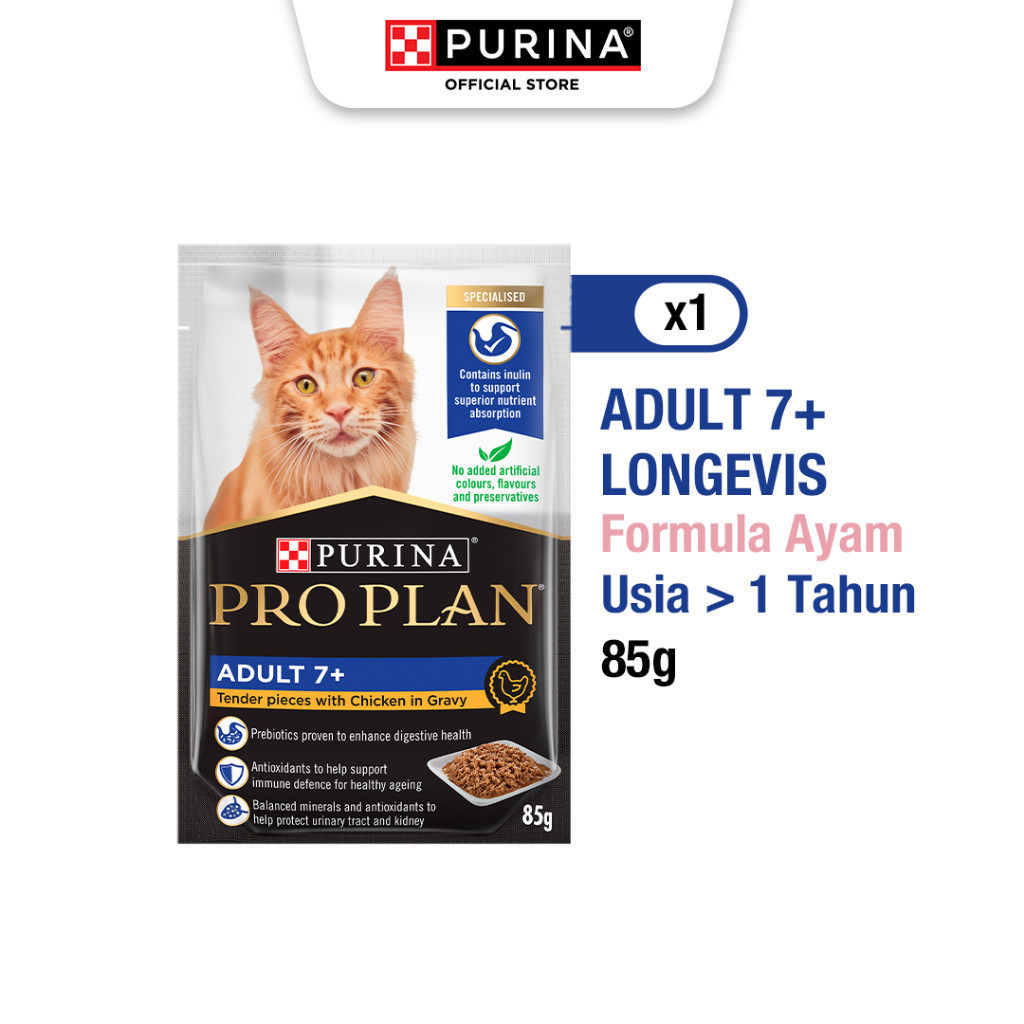 Jual PRO PLAN Cat Wet Adult 7+ Chicken Makanan Kucing Senior Basah 85g ...