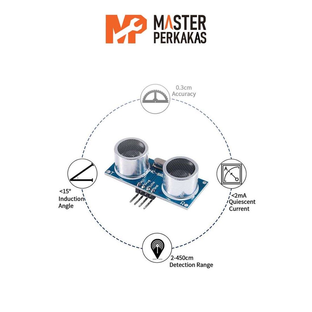 Jual Sensor Ultrasonik MP / HC-SR04 Mengukur Jarak Range Finder ...