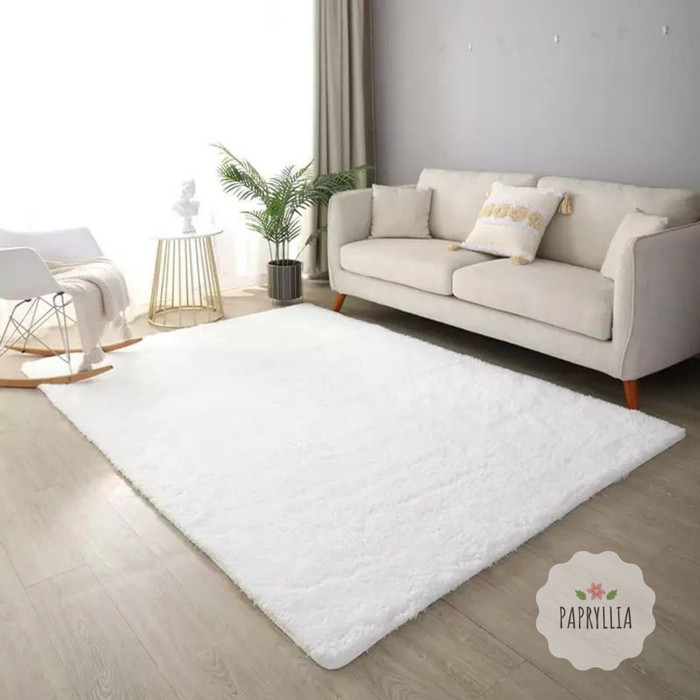 Jual Karpet Bulu Ukuran 200x150cm Tebal 1cm + Alas Bintik Super ( Putih ...