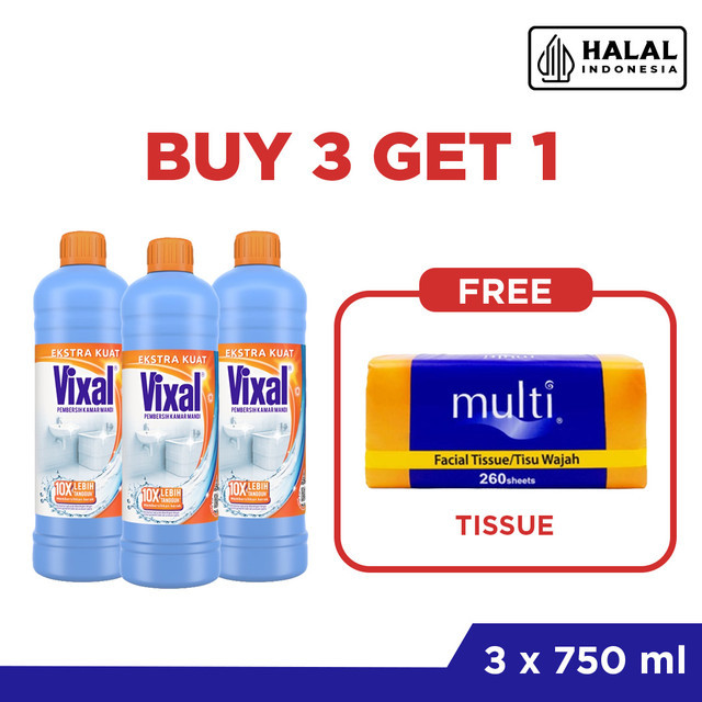 Jual Beli 3 Vixal Ekstra Kuat 750mL GRATIS Tissue Multi 2ply 260s ...
