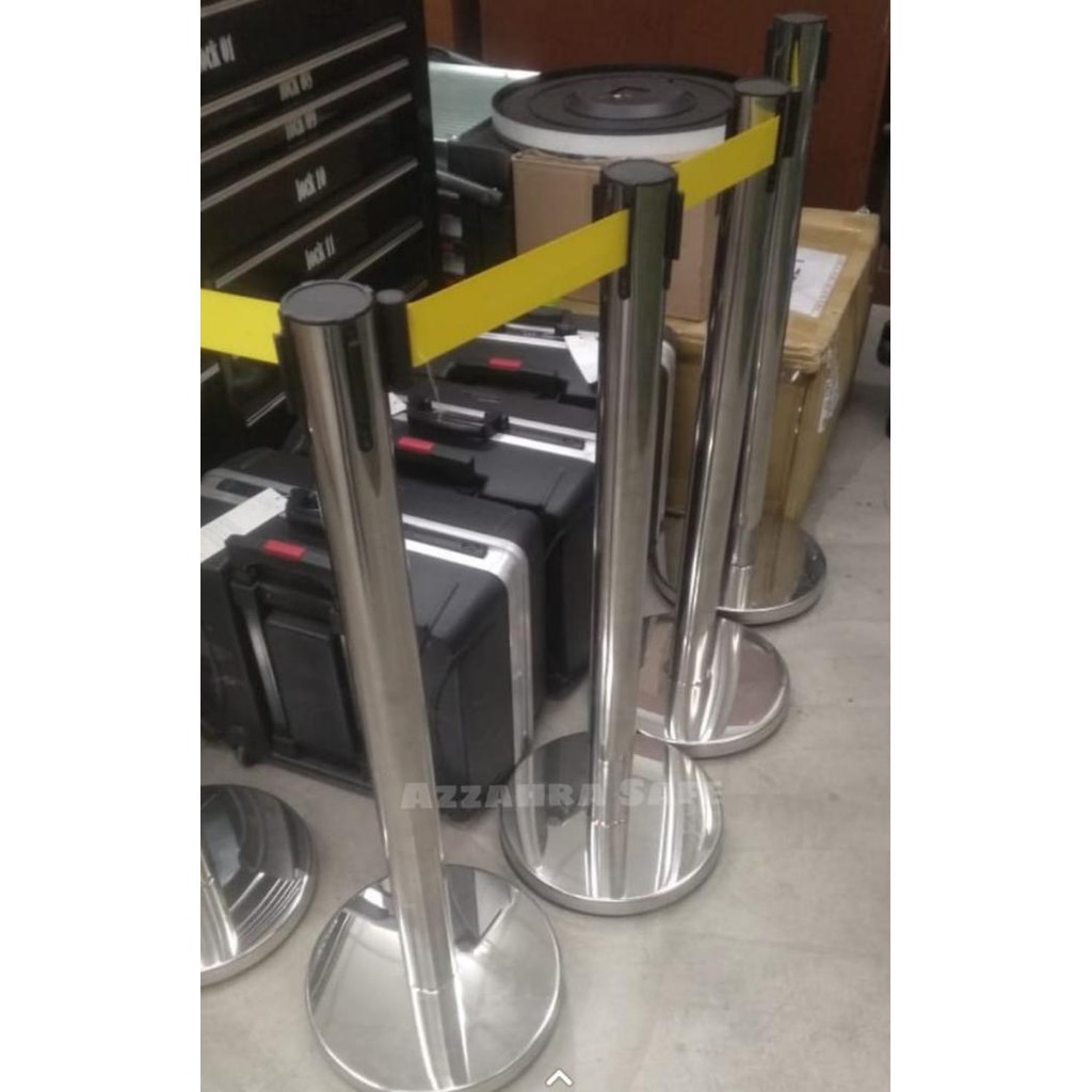 Jual Baru | Tiang Antrian Stainless / Hitam Tiang Pembatas Antrian Pita ...