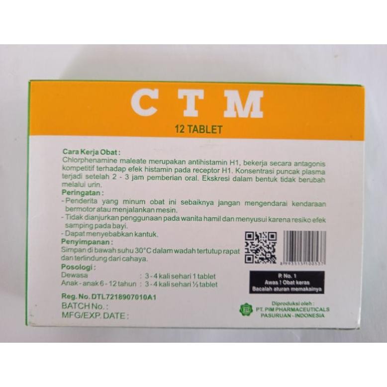 Jual CTM TABLET OBAT ALERGI 12 TABLET - CUCI GUDANG | Shopee Indonesia