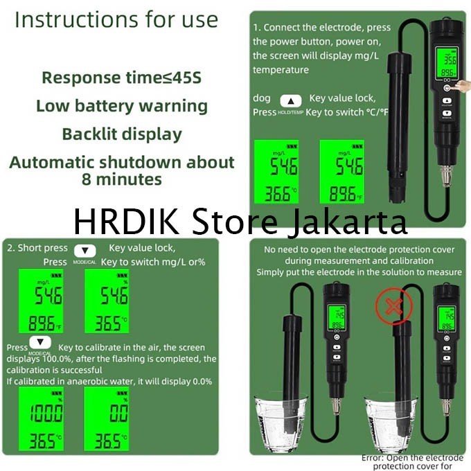 Jual Dissolved Oxygen Meter Do9100 Do Tester Oksigen Water Air Disolved ...