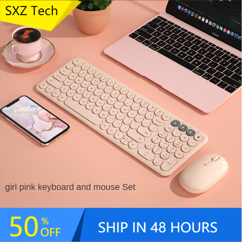 Jual BOW pink bisu bluetooth 5.0/3.0+2.4g usb dongle keyboard nirkabel ...