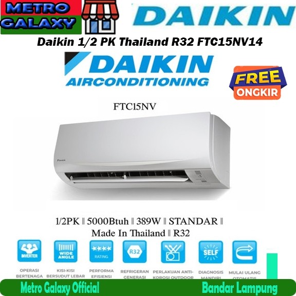 Jual Ac DAIKIN 0.5 PK setengah PK FTC15NV freon R32 Garansi Resmi | Shopee Indonesia