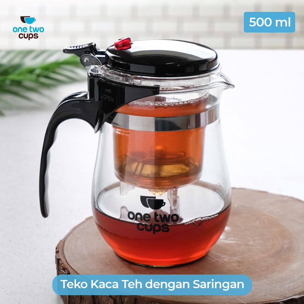 Jual One Two Cups Teko Kaca Teh Kopi Pitcher dengan Saringan 500ml - TP-757 | Shopee Indonesia