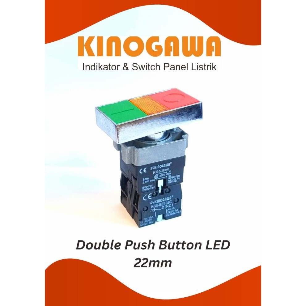 Jual DOUBLE HEAD PUSH BUTTON XB5-BW8365 LAMPU LED 220V 22MM - BODY BESI ...