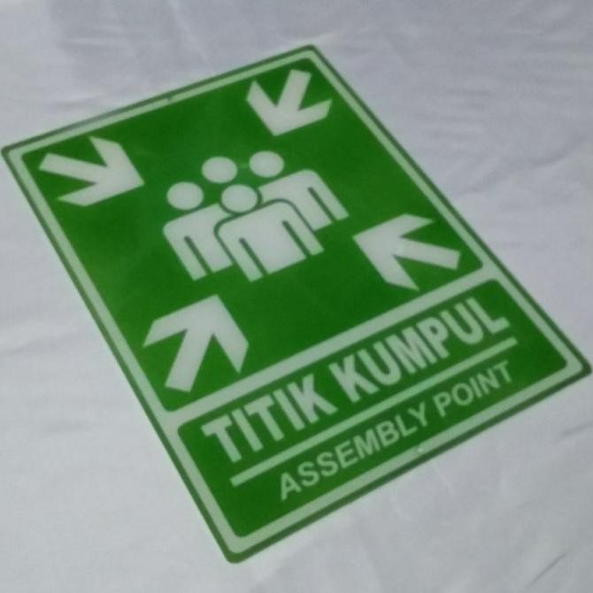 Jual sign board acrylic assembly point/ papan plang Titik kumpul GVS ...