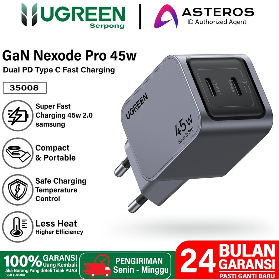 Jual Promo Ugreen Wall Charger Gan Nexode Pro 45W Mini Super Fast ...