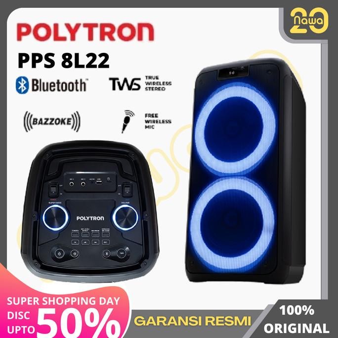 Jual HARGA DISC - POLYTRON SPEAKER PORTABLE PPS 8L22 PARTY PPS8L22 ...