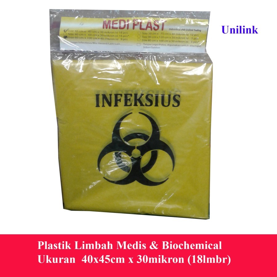Jual Plastik Limbah Medis & Biochemical Uk Kecil 40x45cm Logo Infeksius ...
