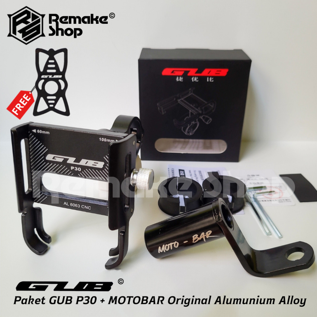 Jual Paket Phone Holder GUB P30 + Bracket Motobar Original Alumunium Alloy Holder Hp Motor Full ...