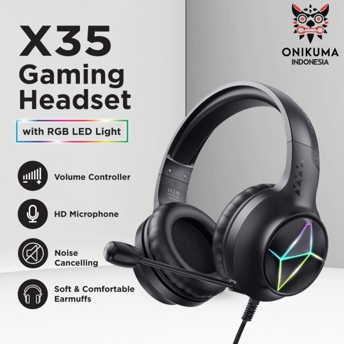 Jual HEADSET GAMING ONIKUMA X 35 RGB LIGHT MULTIPLATFORM REFIRATNA4 ...